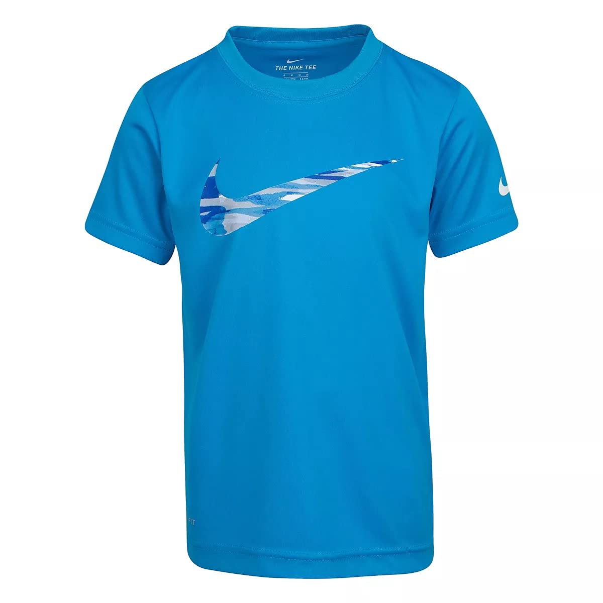 Nike Little Boys Dri-FIT Graphic T-Shirt (Blue(86H010-U3H)/White, 5)