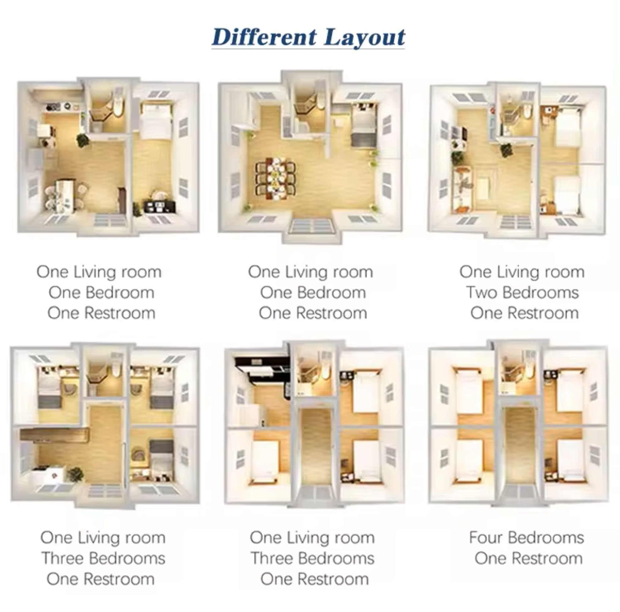 Weather Proof, Wind Resistant, Anti corrision Tiny Expandable Prefab House to Live in 1 Bathroom, 3 Bedooms & 1 Kitchen- for Small Family 20 FT 3 in 1 Tiny Backyard House