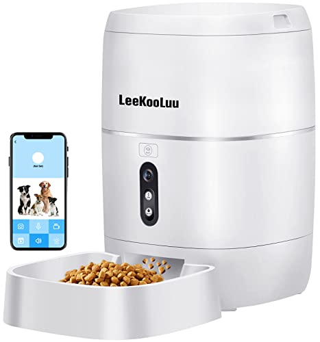 LeeKooLuu Automatic Dog Feeder 2.4G WiFi Cat Dry Food Dispenser HD 1080P Video Camera Timer Bowl Smart Pet Feeder APP Control Q01