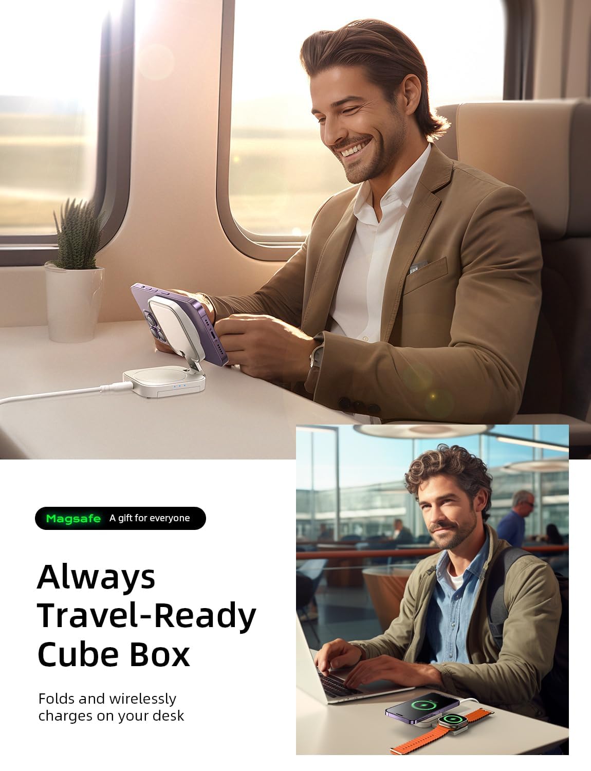 LISEN 3 in 1 Charging Station for Apple Devices Magsafe Wireless Charger Pad for iPhone, Travel Wireless Charging Station for Multiple Devices Fits iPhone 15 Pro Max Magsafe Charger Airpods I Watch