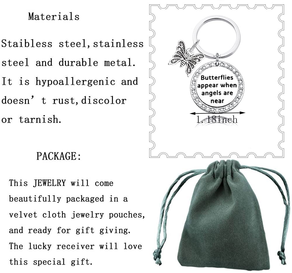 MTYCTWED Butterfly Gift Butterfly Memorial Keychain Butterfly Lover Gift Butterflies Appear When Angels are Near (Butterfly KS)