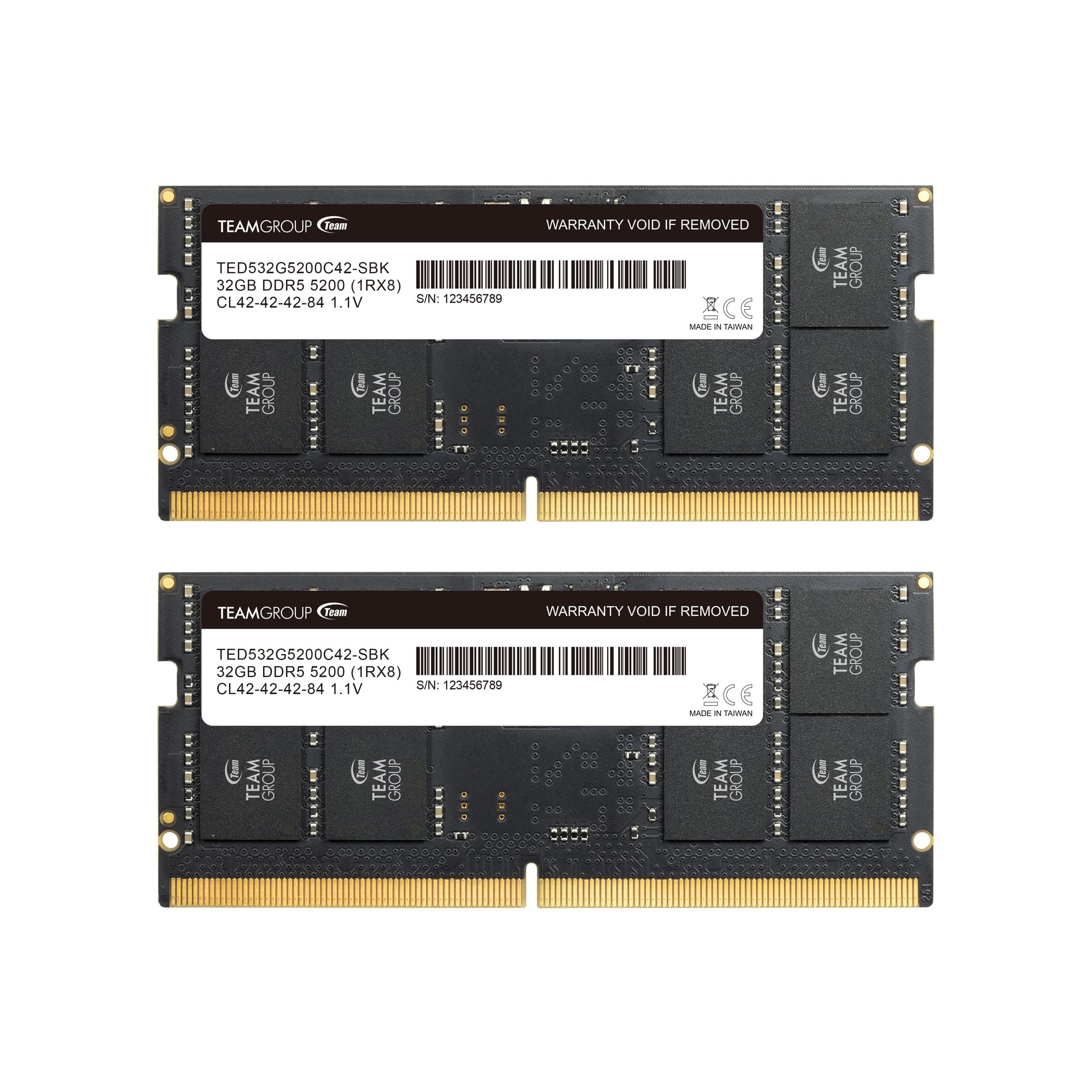 TEAMGROUP Elite SODIMM DDR5 64GB (2x32GB) 5200MHz (PC5-41600) CL42 Non-ECC Unbuffered 1.1V 262 Pin Laptop Memory Module Ram - TED564G5200C42DC-S01