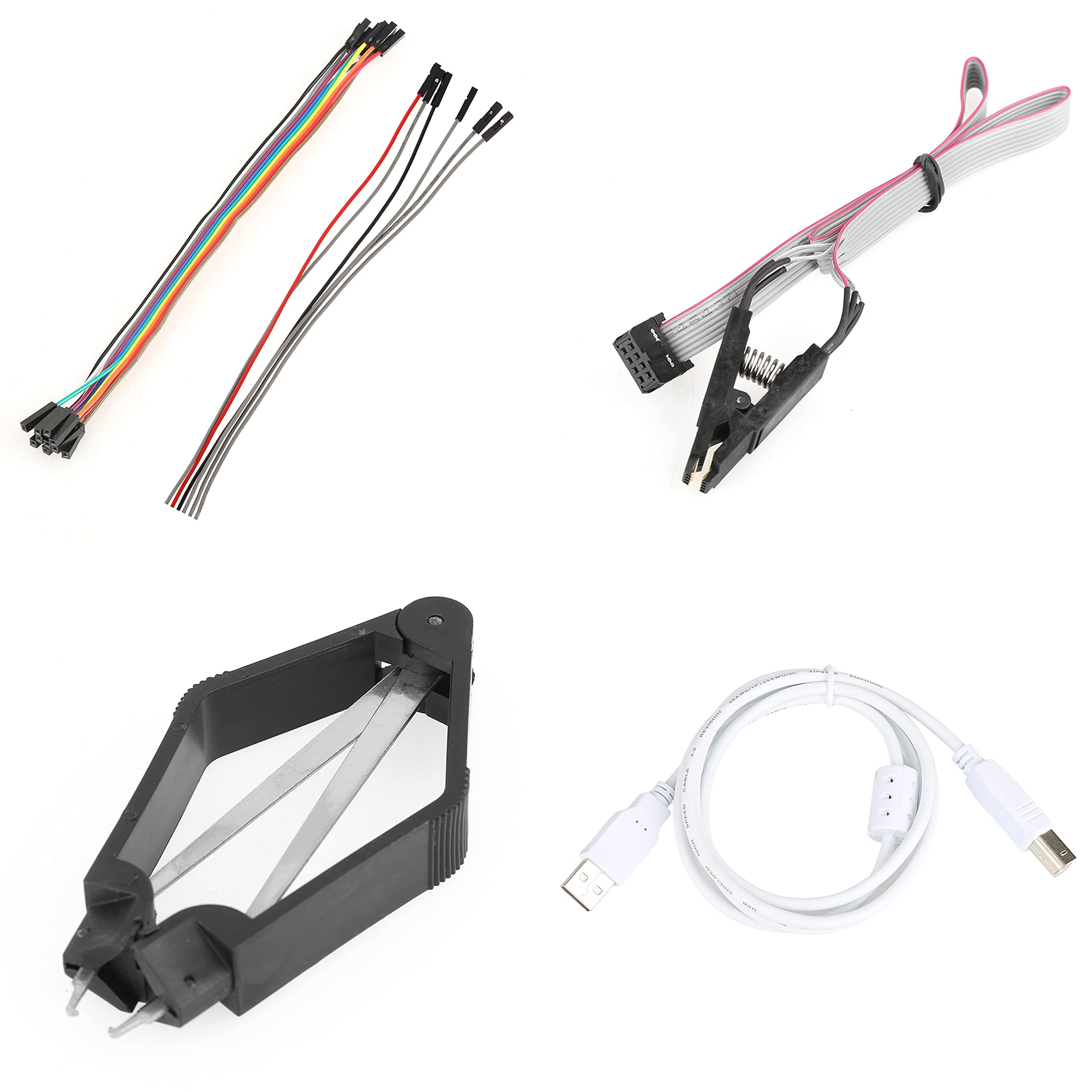 T48 Universal Programmer (TL866 Third Generation), TL866II Plus Upgraded Programmer, Used for EEPROM Flash 8051 AVR MCU GAL PIC Update Tool, with 10 adapters, 8-pin Jumper, Programming Test Clip