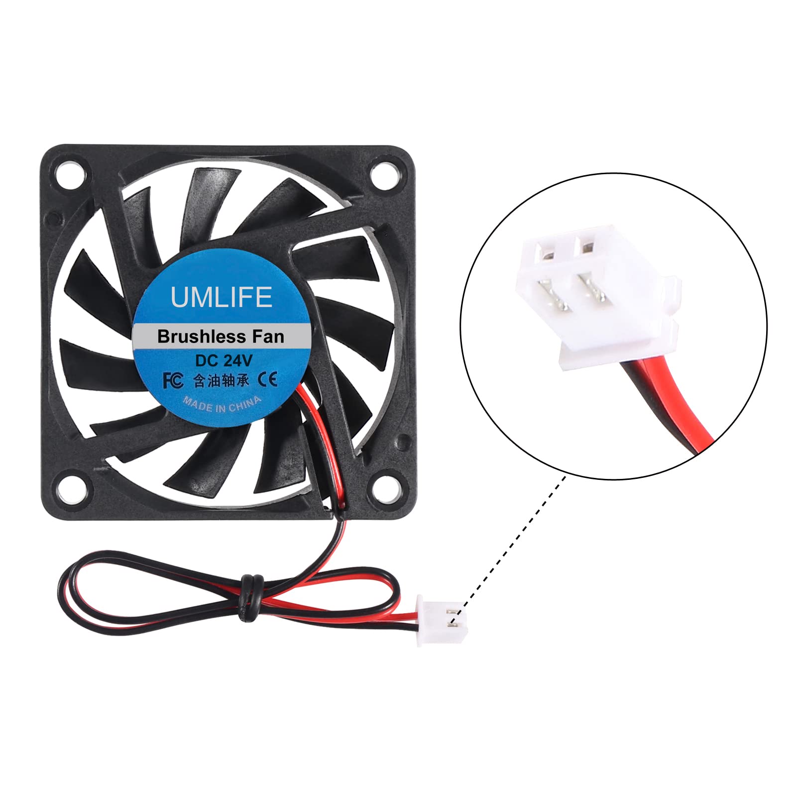 UMLIFE 2-Pack 24V 60mm Fan 60x60x10mm Dc Brushless Computer Case Fan 2Pin