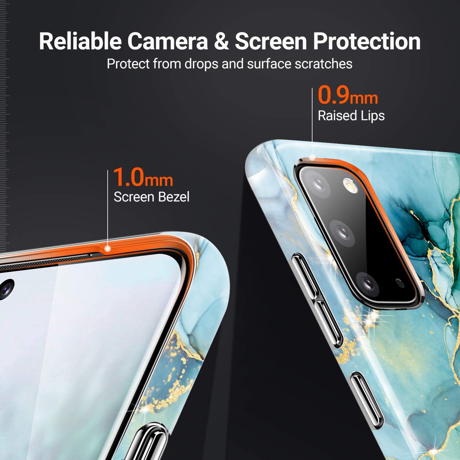luolnh Galaxy S20 Marble Case - Shockproof Soft Silicone TPU Bumper Cover - Mint