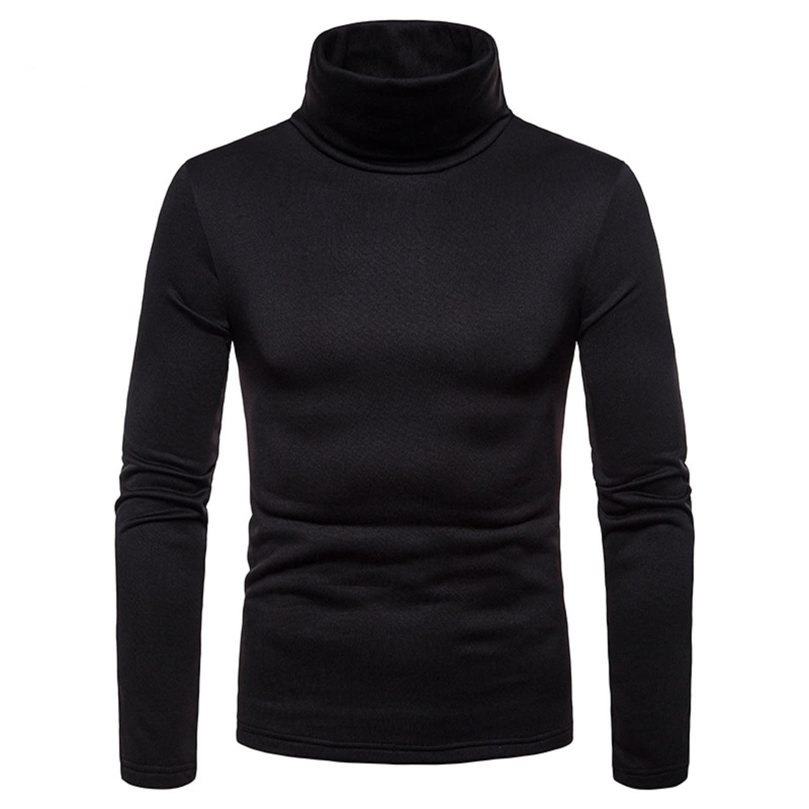 Rela Bota Mens Fashion Turtleneck T-Shirts Long Sleeve Undershirts Thermal Underwear Slim Fit Stretch Basic Sweaters Black