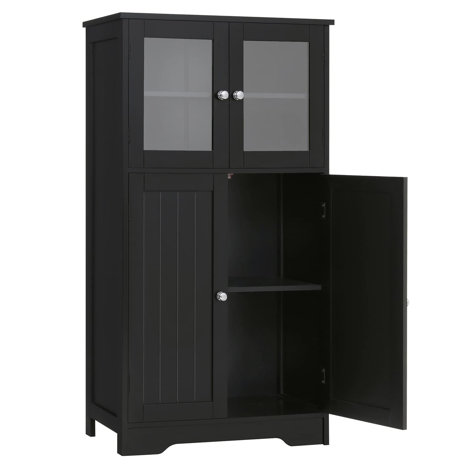 Iwell Freestanding Bathroom Cabinet with 4 Doors, Adjustable Shelves, 11.8 x 23.6 x 42.7 Inches, for Living Room, White