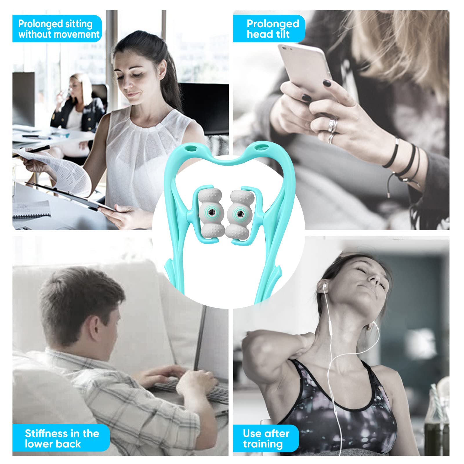 Neck Massager, Trigger Point Neck Roller, Neck Massager for Pain Relief Deep Tissue, Handheld Shoulder Massager Tool with 6 Balls Massage Point, Suitable for Legs, Waist, Neck and Shoulder Relaxer