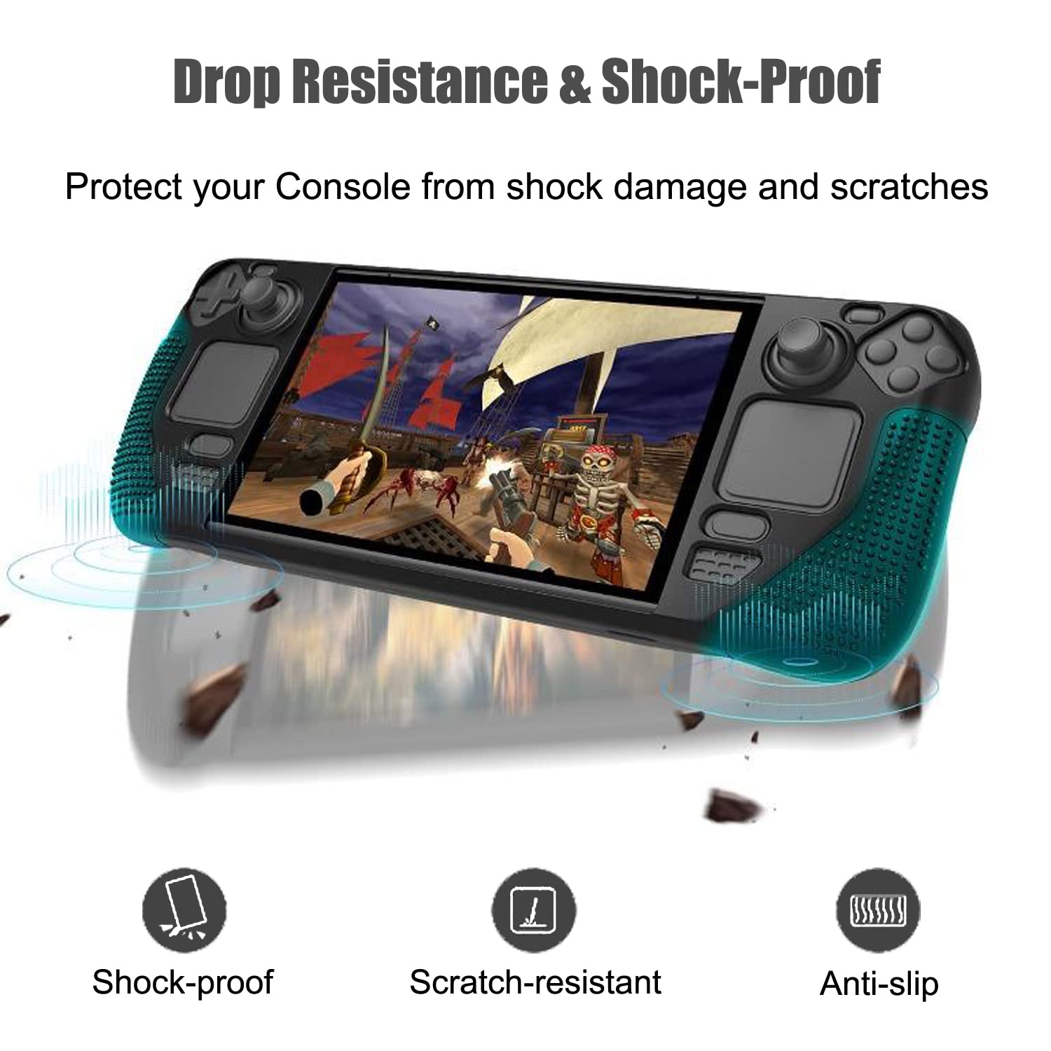 Protective Case for Steam Deck, Full Protection Steam Deck Cover, Game Machine Protector Anti- Scratch Game Console Soft Silicone Case Compatible with Valve Steam Deck (Black)