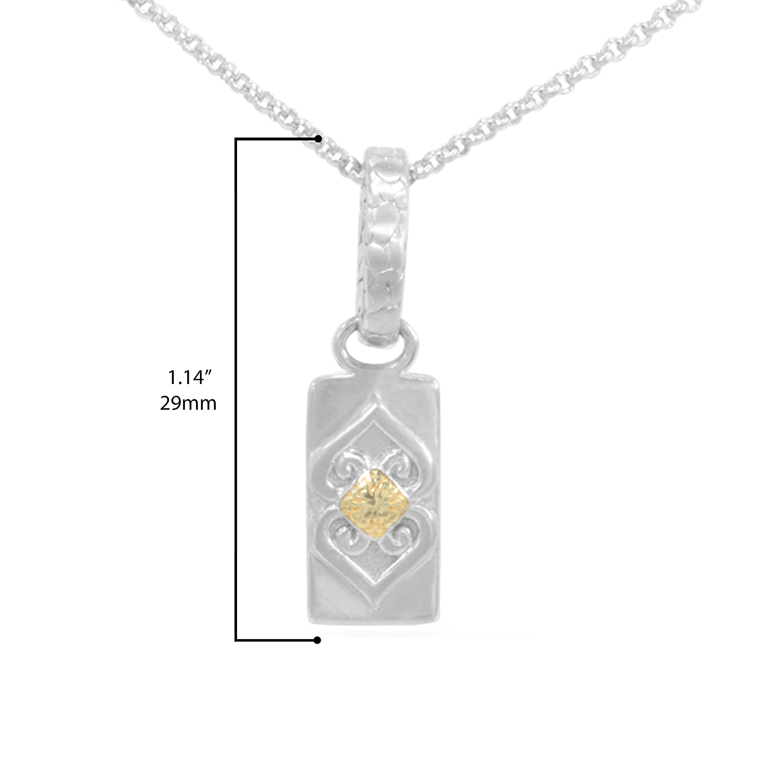New Beginnings by Janyl Adair - Yellow Gold Plated .925 Sterling Silver Rectangular Enhancer Pendant Necklace - 18” w/ 2" Adjustable Extender
