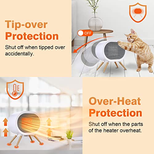 Space Heater, 1000W Small Space Heaters for Indoor Use, PTC Fast Heating Ceramic Heater, Portable Space Heater for Office Home Bedroom Bathroom Desk