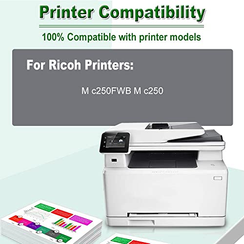Kolasels 2-Pack (Cyan) Compatible M c250FWB M c250 Toner Cartridge (High Capacity) Replacement for Ricoh M C250 408349 Printer Cartridge