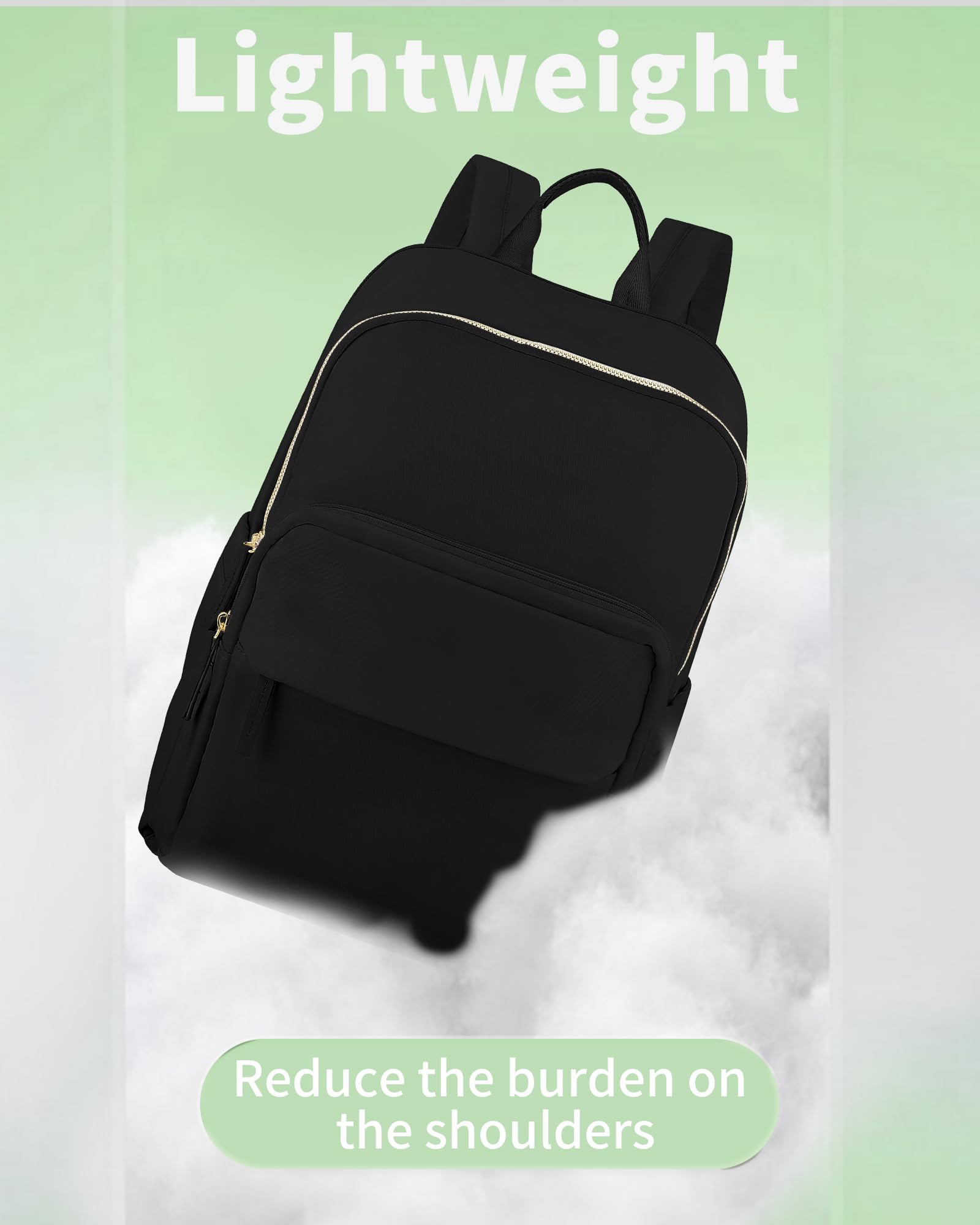 Laptop Backpack Women Teacher Black Backpack Work Computer Backpack with Laptop Compartment College Waterproof Anti Theft Backpack Casual Daypack Business Travel Backpacks for Women Carry On Bag