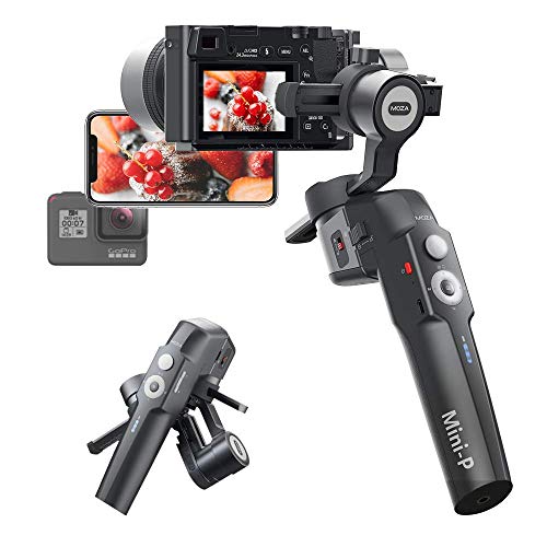MOZA Mini-P 3 Axis Gimbal Stabilizer Compatible with Smartphone, Mirrorless Camera, Action Cameras with a Maximum Payload of 1.98lbs for Traveling Adventuring Filmmaking Shooting