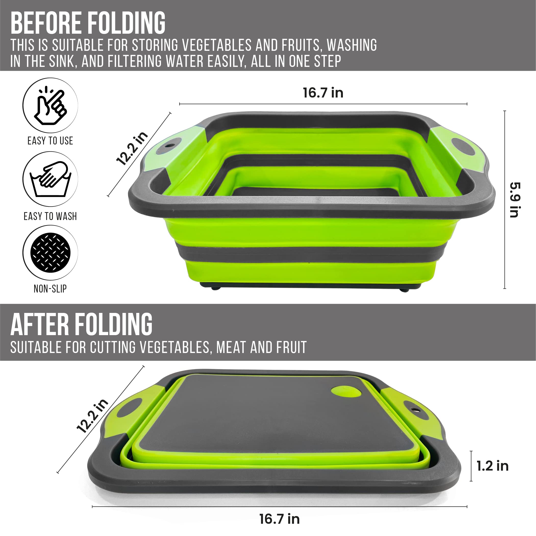 SNUG VIBES BBQ Prep Tub - Collapsible Chopping Board with Meat Shredder Claws - Food Grade Plastic and Silicone Collapsible Wash Basin for Seasoning, Meat, Veggies β Meat Cutting Board - Camp Kitchen