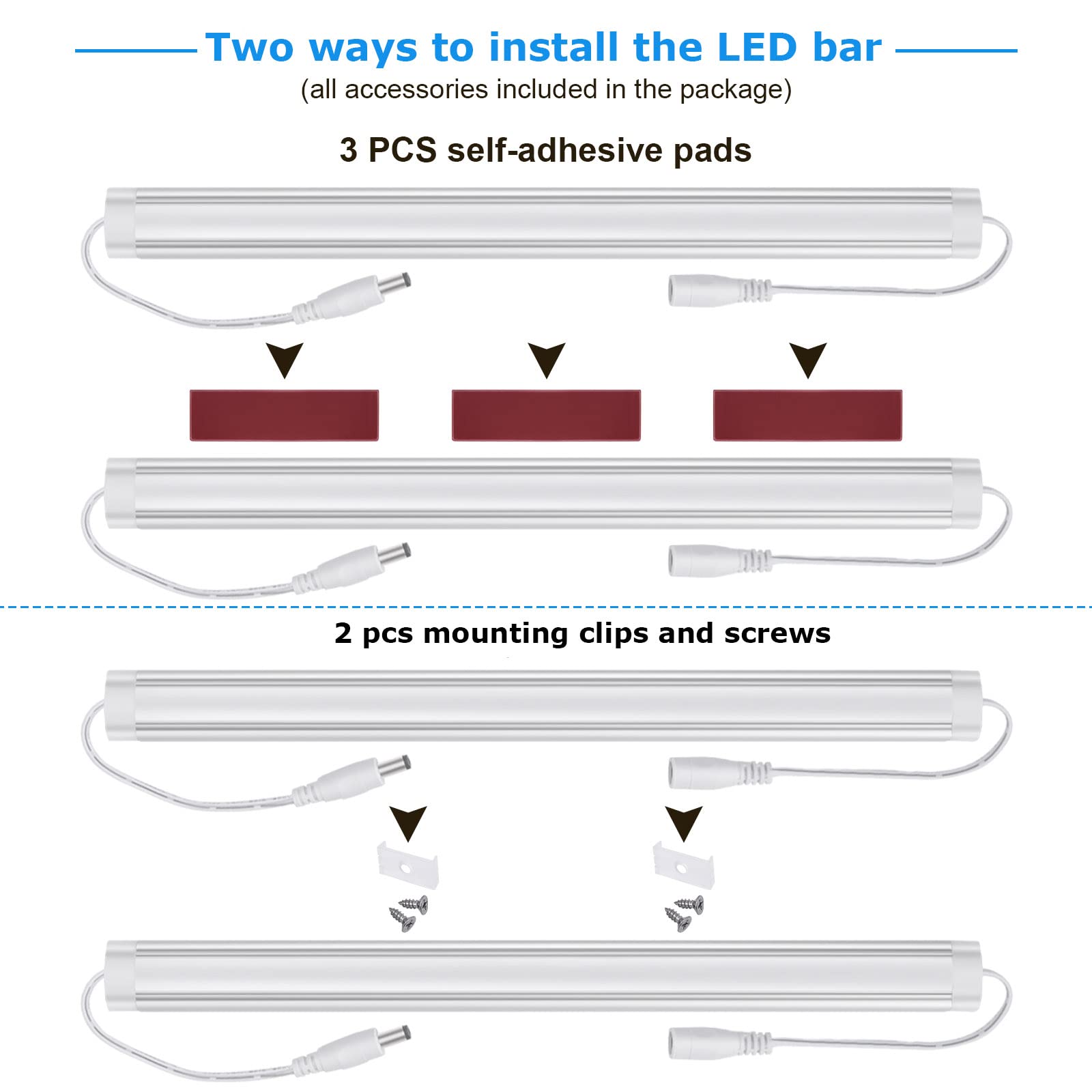 Litever Under Cabinet LED Lighting Kit, Super Bright, 6 PCS 12β Slim Light Bars, 31W 2000 Lumen, Dimmable, Plug or Wired Power Adapter, for Kitchen Cabinets Counter Shelf Workbench (Warm White 3000K)