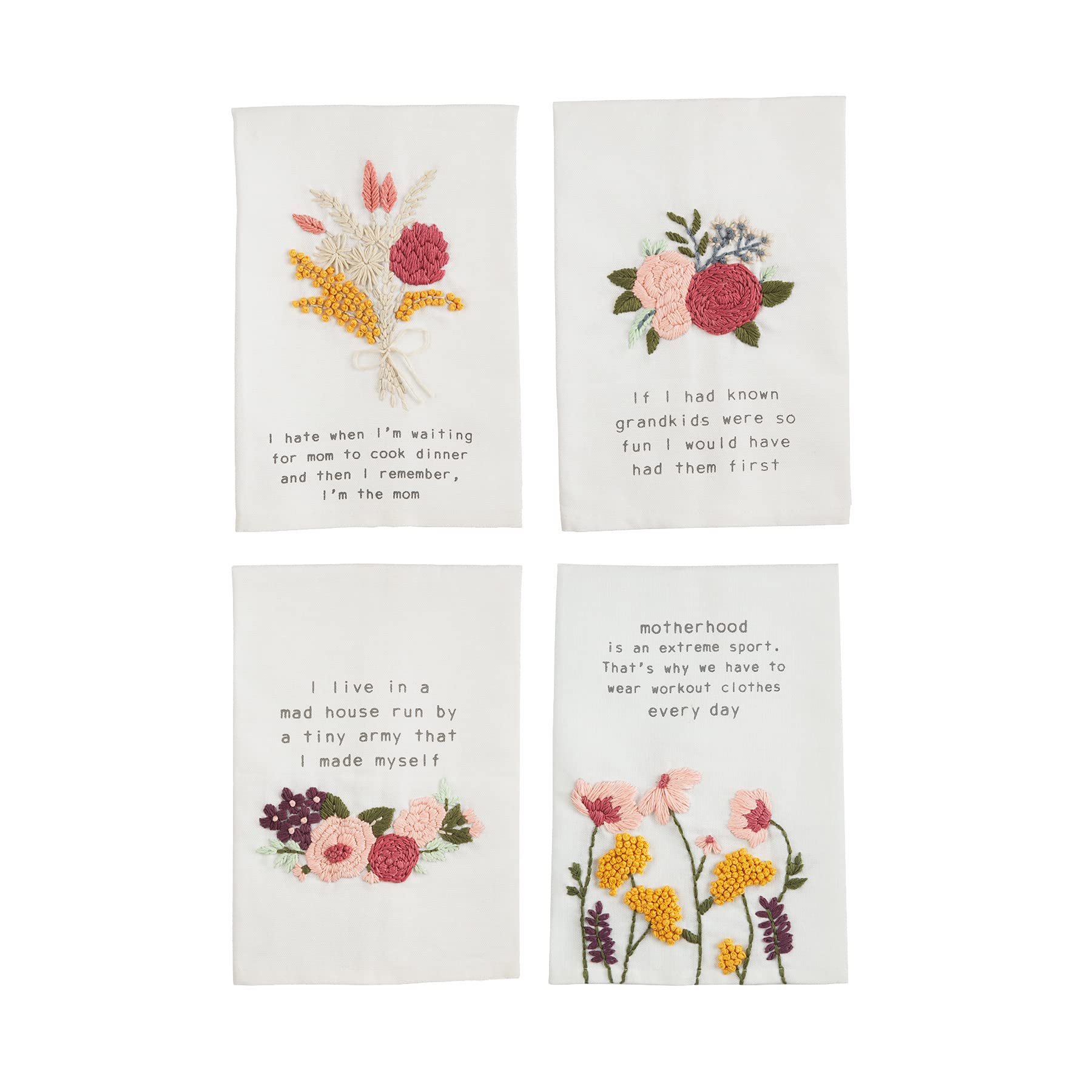 Mud Pie Funny Mom Floral Towel, Cooking, 14" x 21"