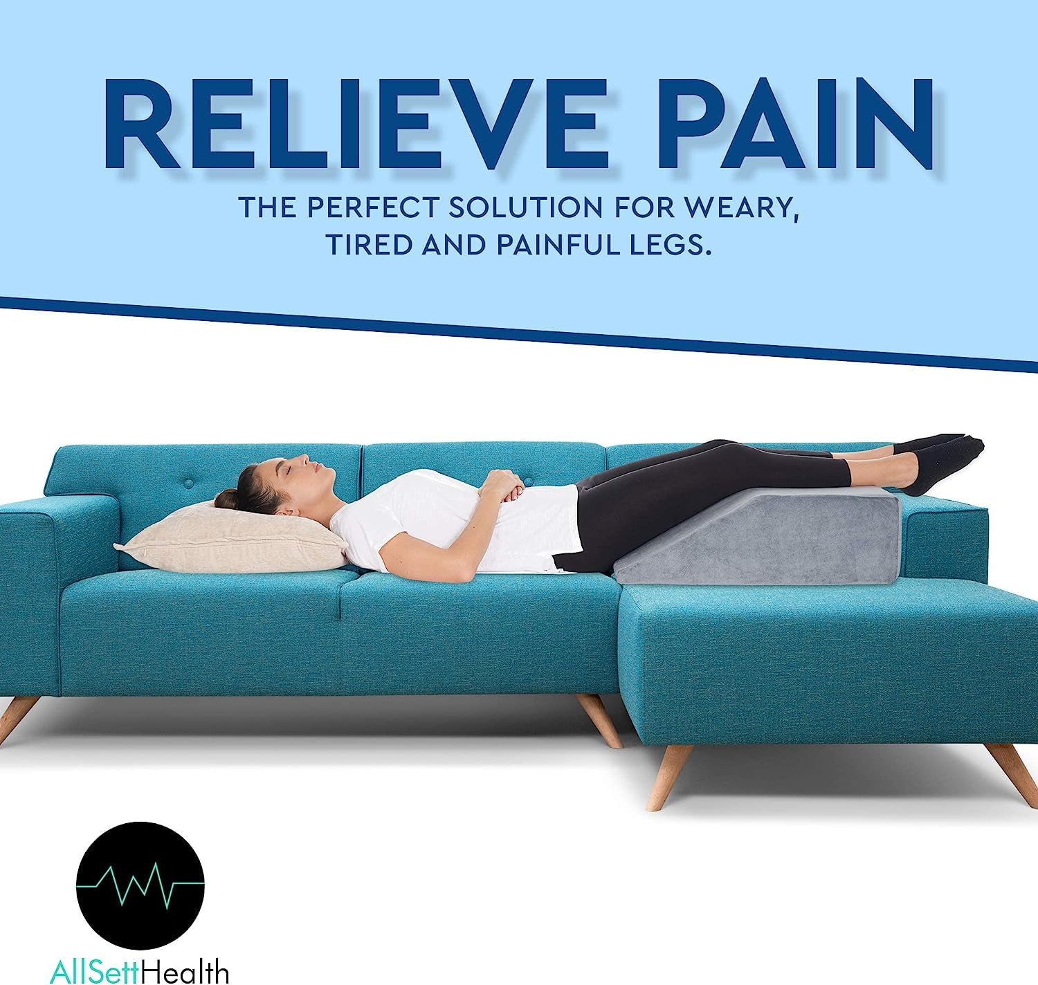 Leg Elevation Pillow - Full Memory Foam Top, High-Density Leg Rest Elevating Foam Wedge - Relieves and Recovers Foot and Ankle Injury, Leg Pain, Hip, Knee Pain, Improves Blood Circulation
