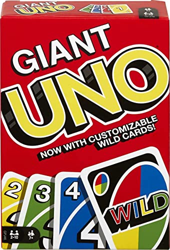 Mattel Games âGiant UNO Card Game for Kids, Adults & Family Night, Oversized Cards & Customizable Wild Cards for 2-10 Players