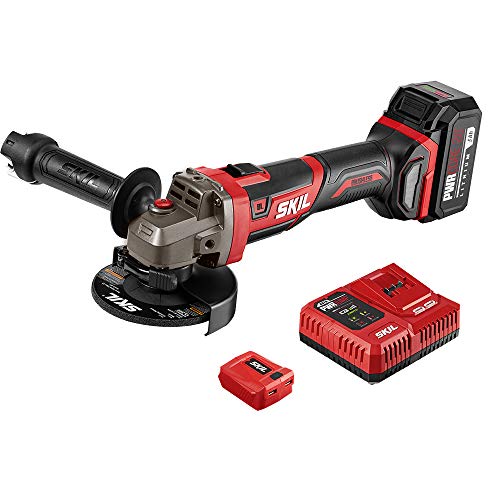SKIL PWR CORE 20 Brushless 20V 4-1/2 Angle Grinder, Included 5.0Ah Battery, PWRJump Charger and PWRAssist USB Adapter - AG2907-1A