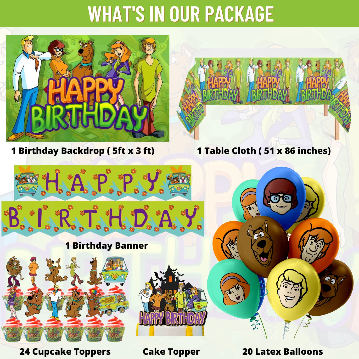 Nelton Adventure Dog Party Supplies Includes Cake Topper, 24 Cupcake Toppers, 20 Latex Balloons, Happy Birthday Backdrop, 1 Table Cloth , 1 Banner…