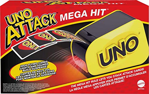 Mattel Games UNO Attack Card Game for Family Night with Card Launcher Featuring Lights & Sounds and Mega Hit Rule (Amazon Exclusive)