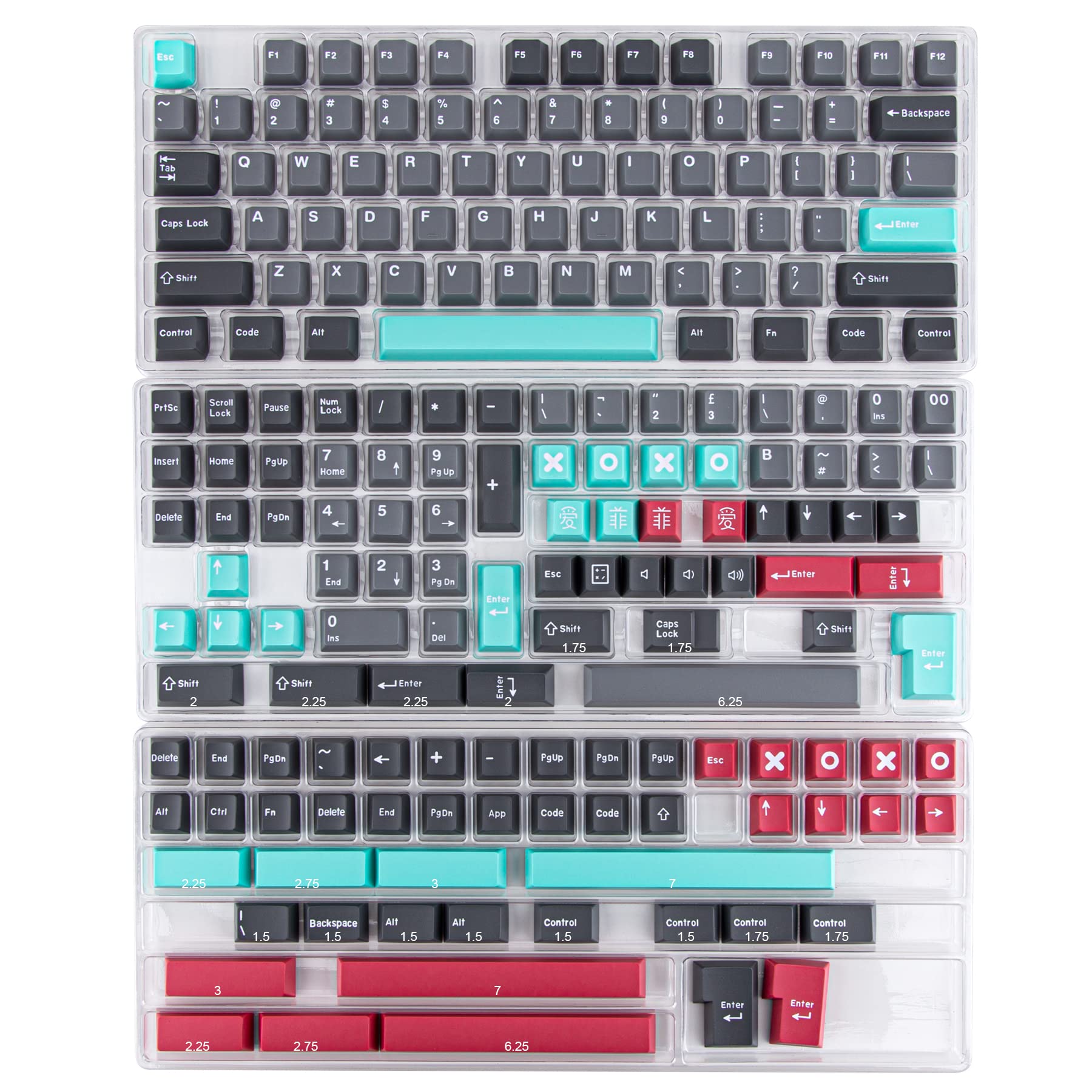 UniCusMech Custom Keycaps 173 Keys Cherry Profile Set ABS Double Shot Keycap Kit for Standard US ANSI & ISO Layout Mechanical Gaming Keyboard (Modern Dolch)