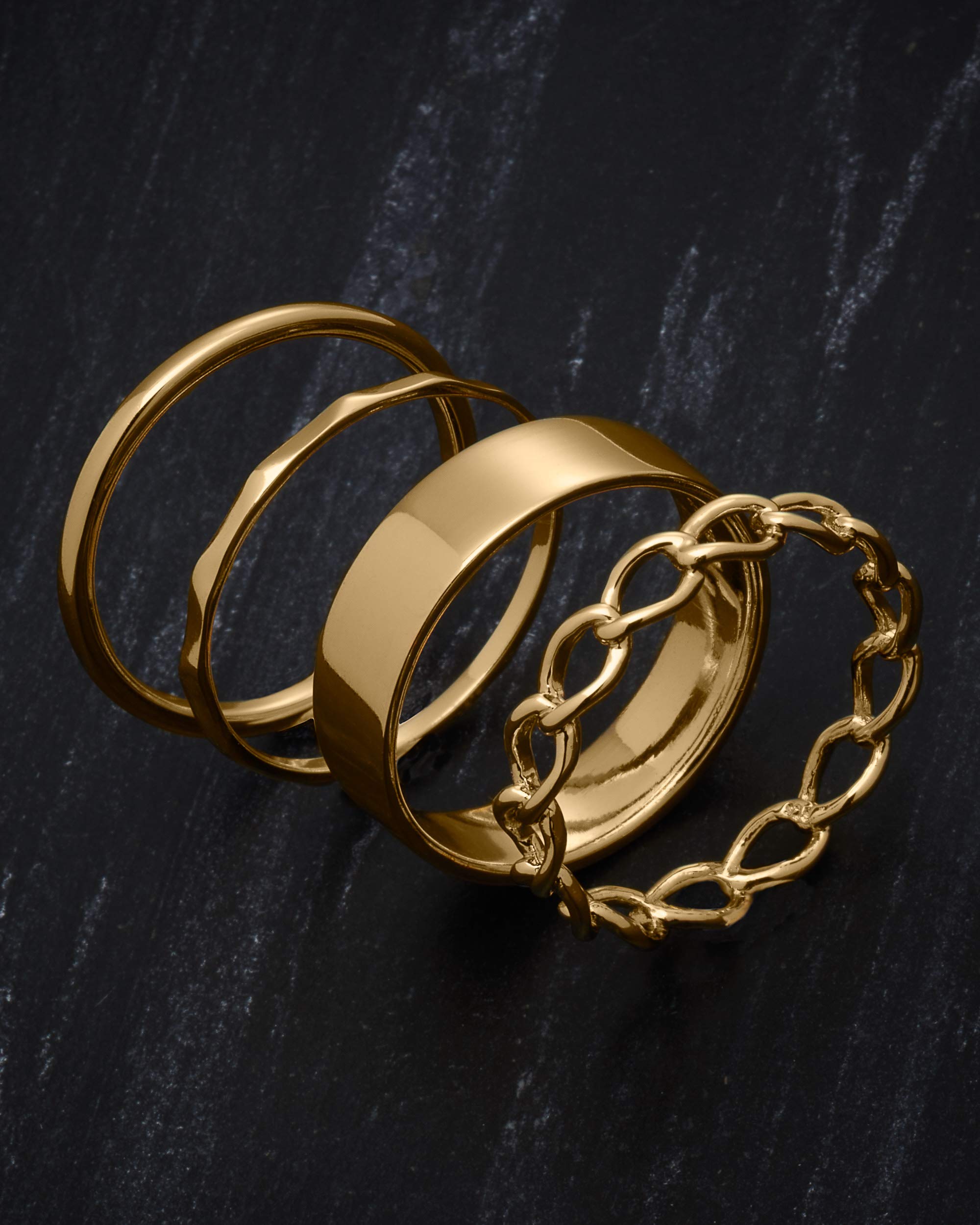 Milla Dainty Rings For Women - Gold Stacking Rings or Silver Stackable Rings - Open Circle Rings & Chain Rings for Women (Open Link - 14K Gold Plated, Size 9)