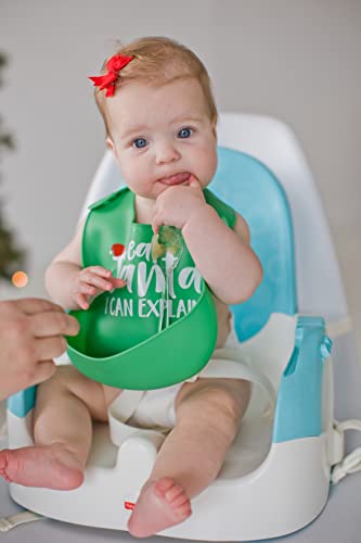 Little Holly Dear Santa Silicone Bib Set, Christmas Silicone Bibs with Food Catcher, Soft Adjustable Fit Toddler Bibs, Dishwasher Safe Baby Bibs, Feeding Accessory for New & Expecting Parents
