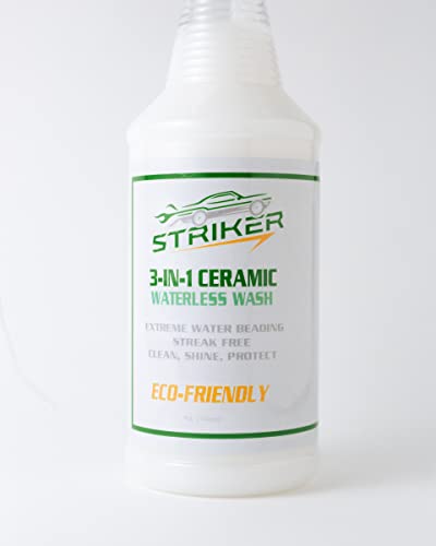 Striker 3-in-1 Ceramic Waterless Car Wash and Protective Coating. Advanced Eco-Friendly Spot Free Cleaning and Detailer Spray β 32 fl. oz.