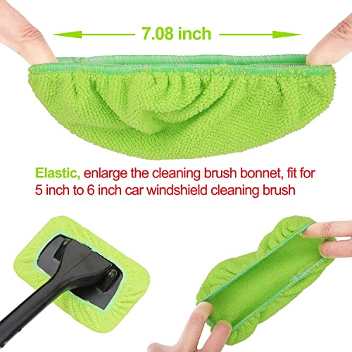 X XINDELL Windshield Glass Cleaning Tools, Microfiber Cloth Car Cleaning Tool with Extendable Handle with Washable Reusable Cloth Pad(7 Pack)