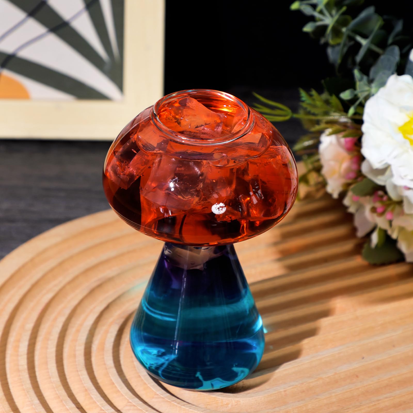 Moretoes 2pcs 8.5oz Mushroom Glasses, Cute Cocktail Glass Creative Martini Glasses Drinks Cup for Juice Wine Champagne (250ml)