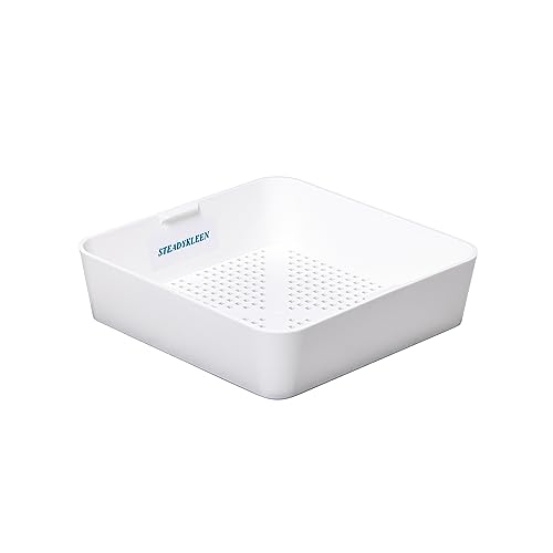 STEADYKLEEN - 8.5-inch Floor Sink Drain Cover Alternative, Square Drain Basket for Restaurants, Use Below 3 Compartment Sink. Sink Strainer with 0.19-inch Holes, Versatile Plastic Drain Screen Basket