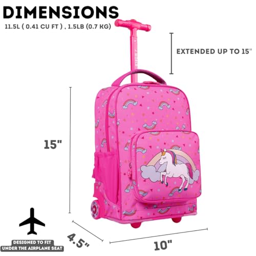 J World New York Kids' Sparkle Rolling Backpack, Unicorn, One Size