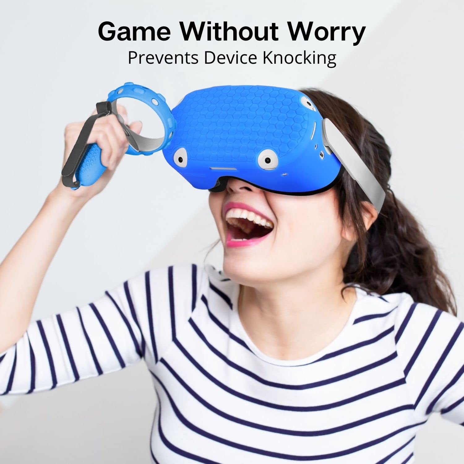TNP VR Cover for Oculus Quest 2 Cover - Blue Silicone VR Cover for Oculus Quest 2 Protective Cover - Anti Scratch Dust Bump Oculus Protective Cover