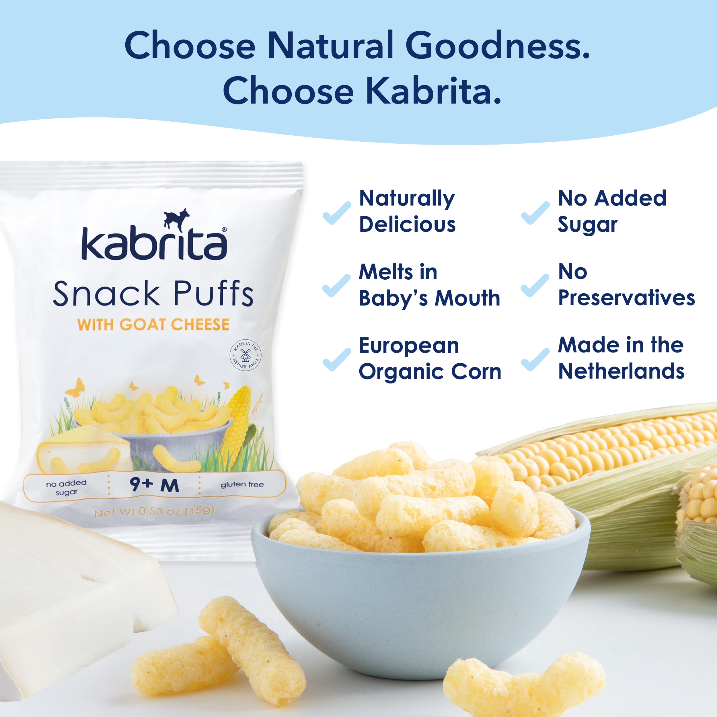 Kabrita Snack Puffs With Goat Cheese, 0.53 Ounce (Pack of 24)