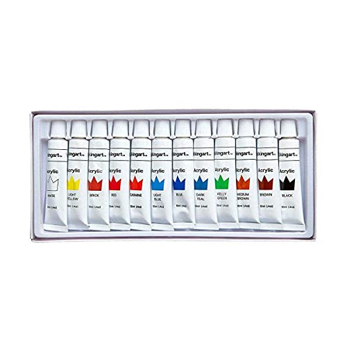 KINGART Studio Acrylic Paint, 12 ml (.4oz), Set of 12 Colors