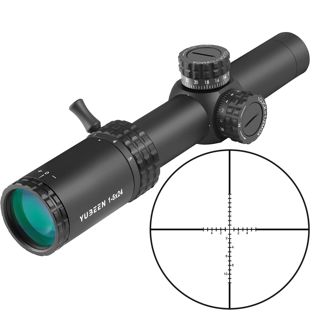 Nabila 1-5x24 Rifle Scope Second Focal Plane(SFP) Miling Reticle with Scope Rings 30mm Picatinny High Profile&Anti-Cant Level
