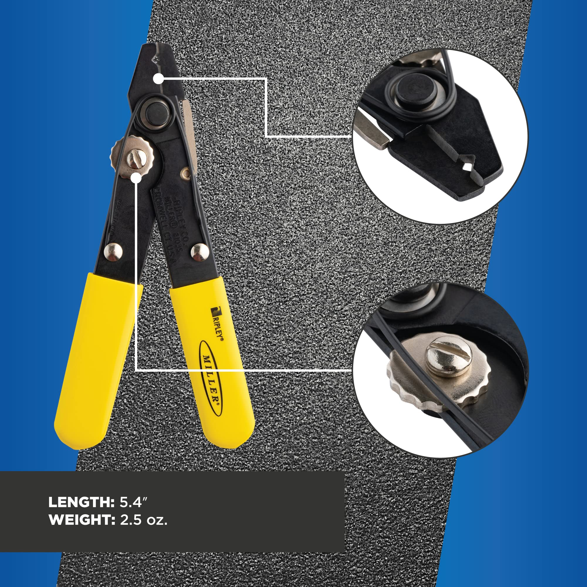 Miller 103-S Wire Stripper and Cutter, Wire Stripping Tool, Cable Cutting Tool, Professional Stripper and Cutter for Technicians