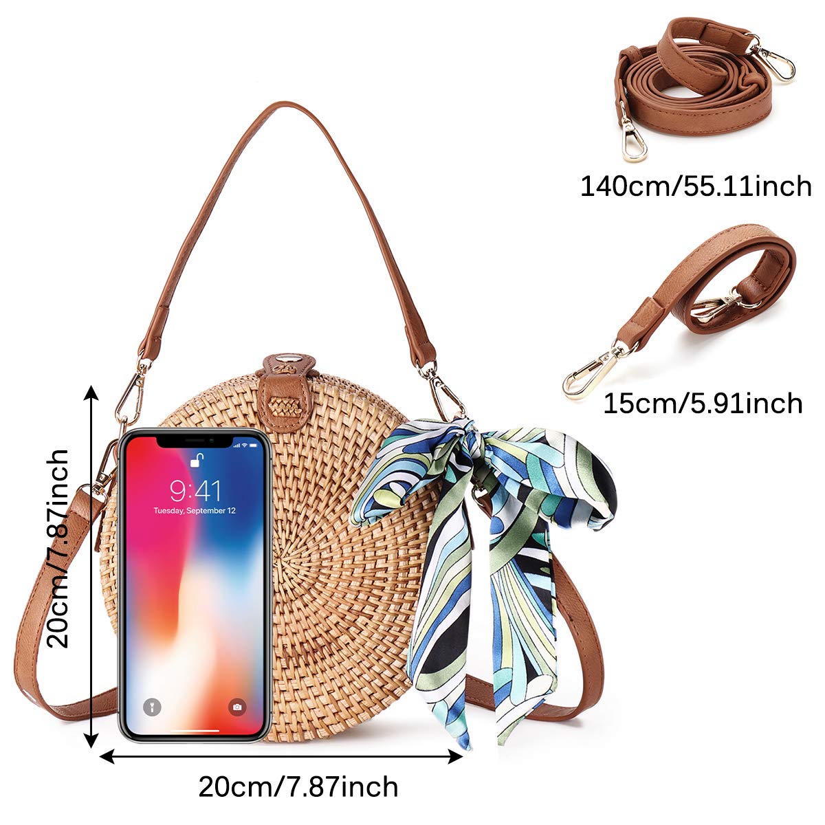 Kadell Straw Shoulder Bag, Women Straw Envelope Clutch Purse, Chic Handmade Straw Crossbody Bag, for Summer Beach