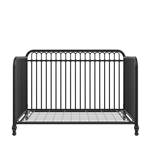 Little Seeds Raven 3-in-1 Convertible Metal Crib, JMPA Certified, Black