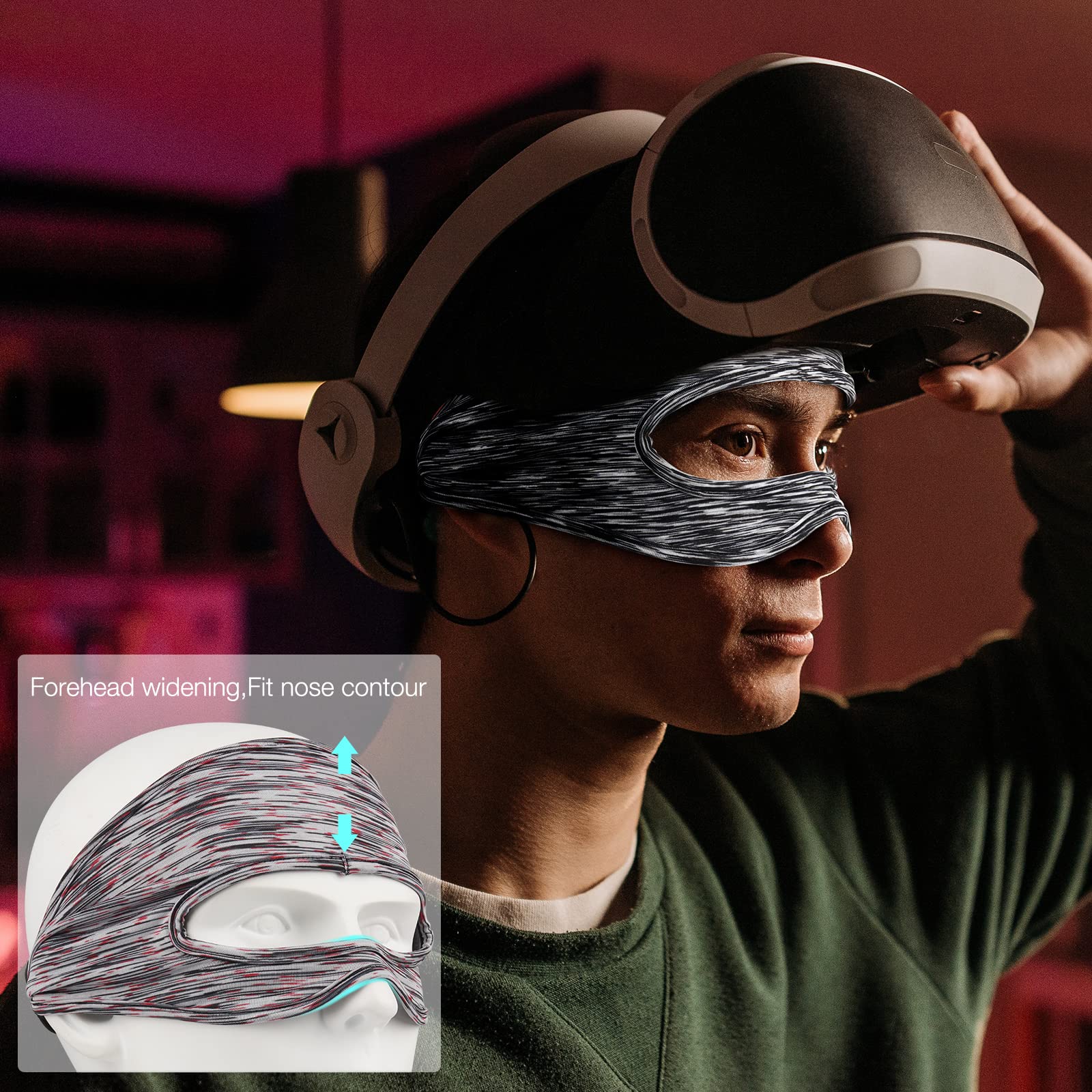 Mopoin 2PCS VR Eye Mask Cover, Adjustable Breathable Elastic Sweat Band Home VR Headsets Padding for Use VR Oculus Quest 2 Workouts Face Accessories
