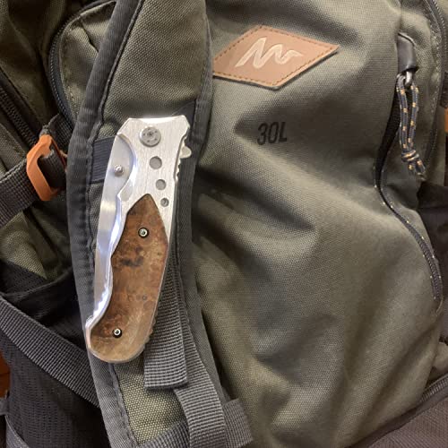 Small Pocket Knife,Pocket Knife for Men,7.9 Inch ,Wooden Handle with Knife Clip, a Gift for Husband,Son,Dad,Brother original steel color