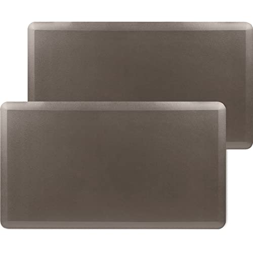Kitsure Kitchen Mats - 2-PCS Anti-Slip & Durable Kitchen Rugs, Anti-Faigue Mats for Kitchen Floor, Easy-to-Clean & Comfortable Standing Desk Mats 17.3"x30"+17.3"x47"(Gray)