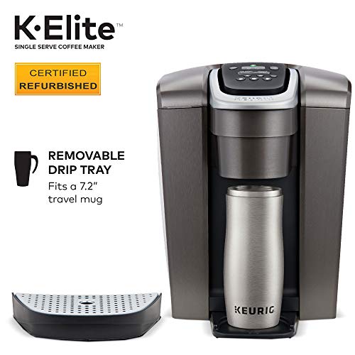 Keurig K-Elite Coffee Maker, Single Serve K-Cup Pod Coffee Brewer, With Iced Coffee Capability, Brushed Slate (Renewed), 12oz Steel Brew Size, Programmable,