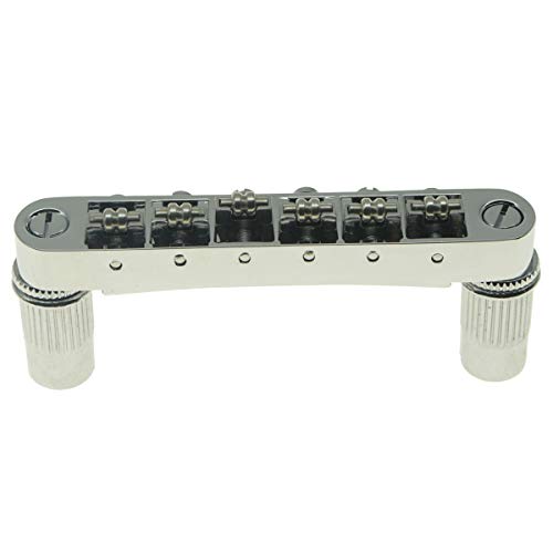 KAISH Chrome Guitar Roller Saddle Bridge Tune-O-Matic Bridge with Roller Saddles For Epi Les Paul,SG,Dot,Bigsby Guitar with M8 Threaded Posts