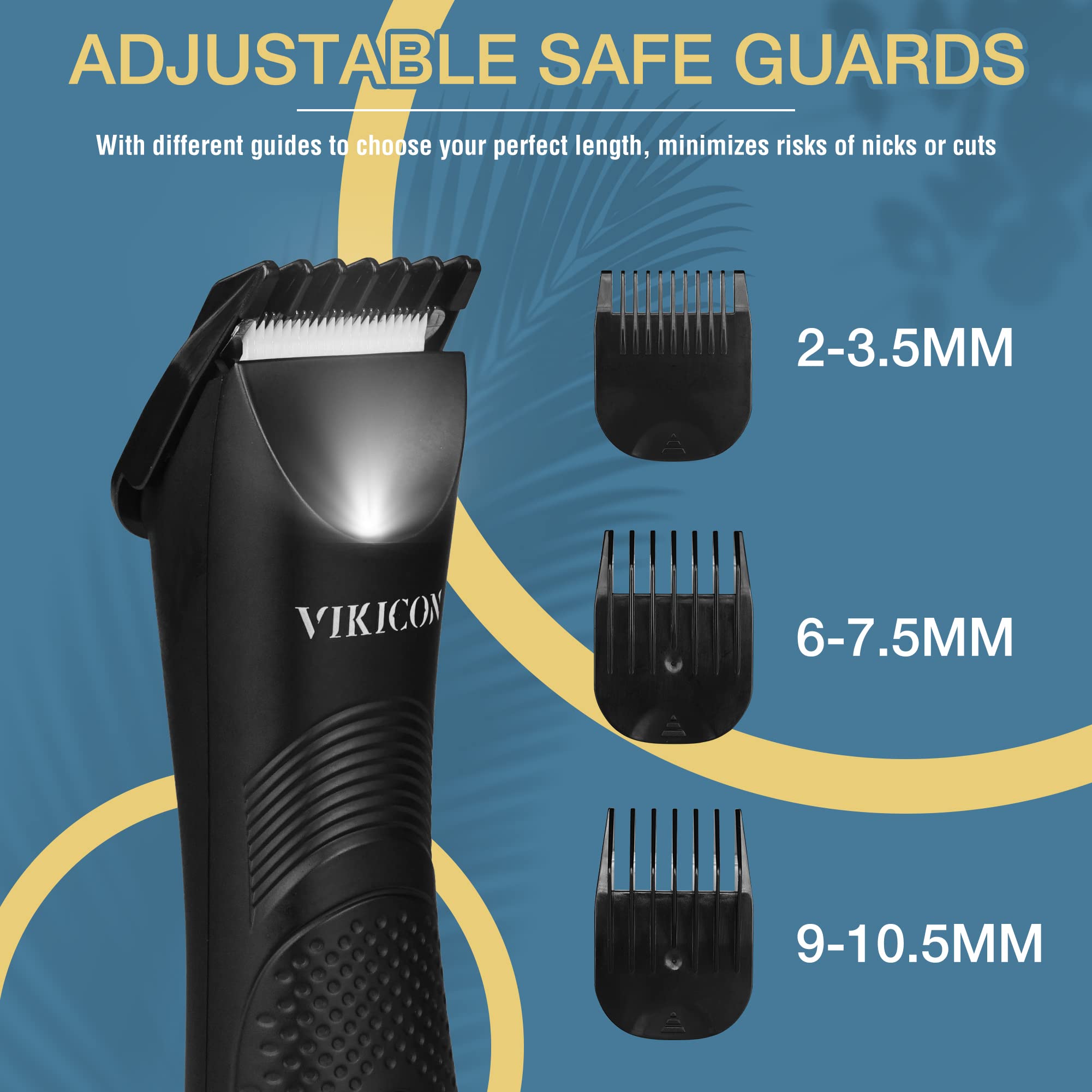 VIKICON Groin&Body Trimmer for Men, Electric Ball Shaver, Replaceable Ceramic Blade Groomer, Pubic Grooming Clipper Male Razor IPX7 Waterproof, USB Type-C Charging, 90Mins Shaving After Fully Charged