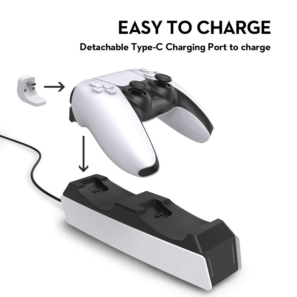 PS5 Controller Charger Station for Men Dad Boyfriend PS5 Fast Charging Station with Fast Charging Playstation 5 Dual Controller Charging Stand for DualSense Charging Station Black