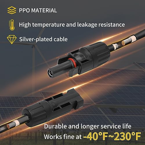 Mokemok Solar Y Branch Connectors,Solar Panel Parallel Connectors,Solar Panel Adapter Cable Tool Kit,Extra Long Solar Panel Parallel Connectors 1 to 4(M/FFFF and F/MMMM)
