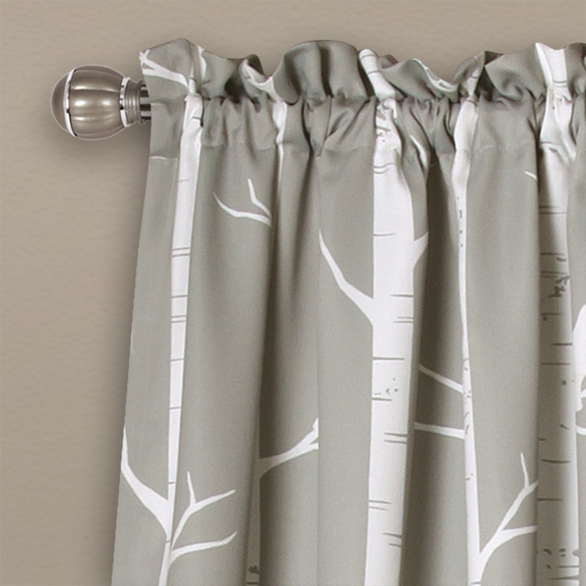 Lush Decor, Gray Bird On The Tree Curtains Room Darkening Window Panel Set for Living, Dining, Bedroom (Pair) 108" L x 52" W - Discontinued
